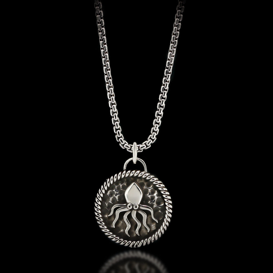 Kraken Medal Necklace - Sterling Silver